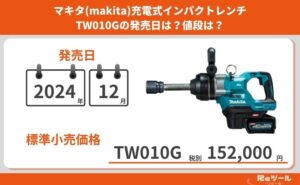 【新製品】マキタ(makita)充電式インパクトレンチTW010Gとは？特徴や仕様を解説！リツール