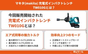 【新製品】マキタ(makita)充電式インパクトレンチTW010Gとは？特徴や仕様を解説！リツール